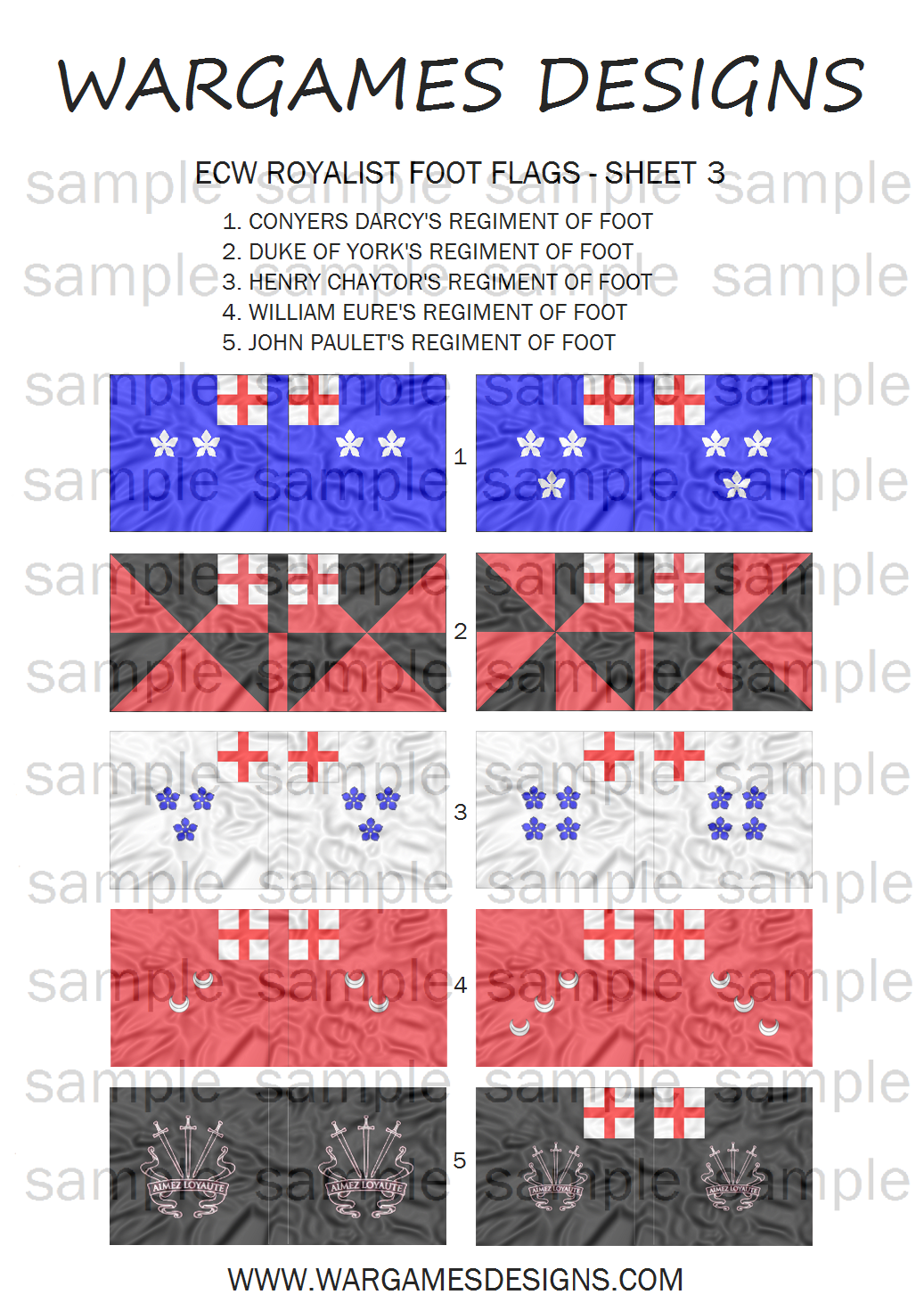 15mm ECW Royalist Foot Flags Sheet 3 - Pike & Shotte, FOG, DBR, WECW ...