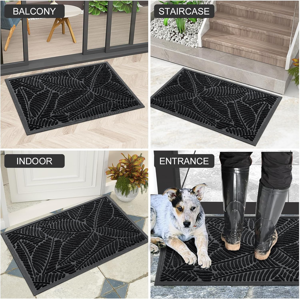 Waterproof Doormat, Sturdy Natural Rubber Front Indoor Mat, Non Slip ...
