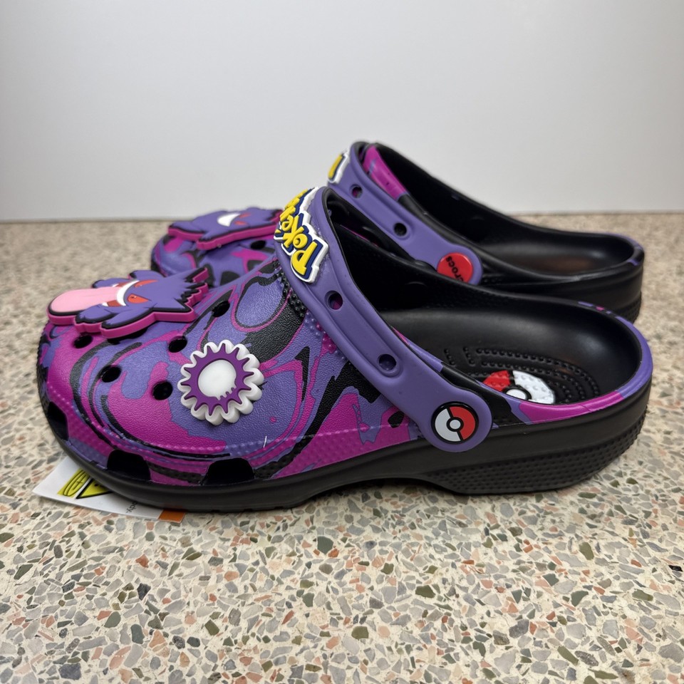 Crocs Pokémon x Classic Clog Gengar Purple Glow Light Up Jibblitz ...