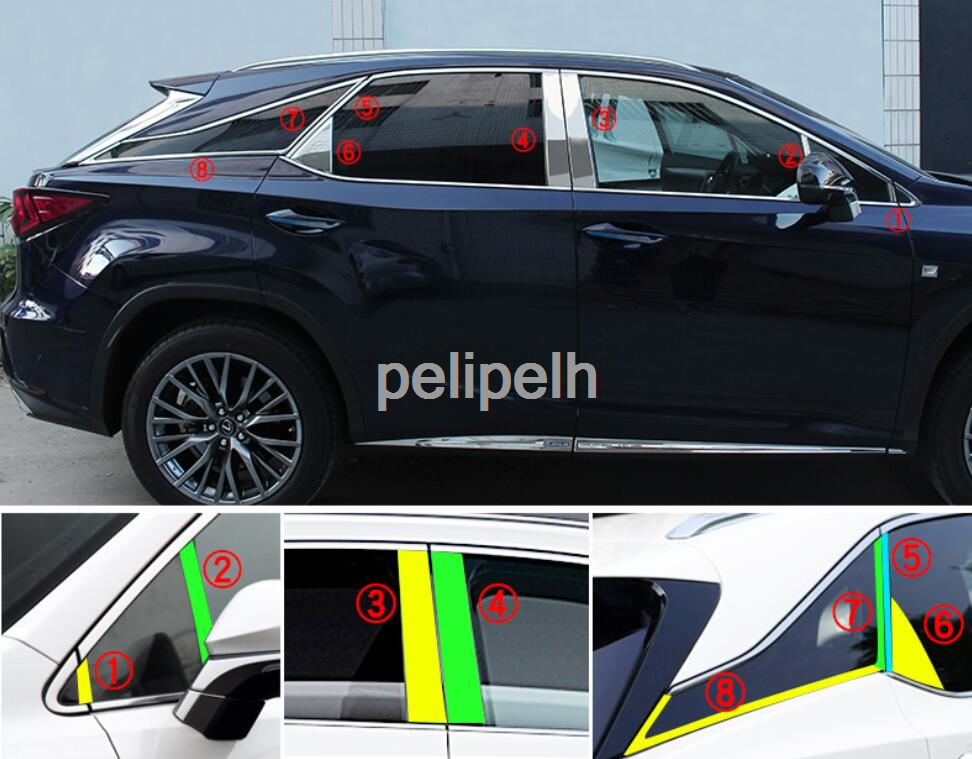 16*For Lexus RX350 RX450H 2016-2019 Stainless Door Window Pillar Sill ...