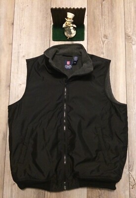 Chaps Vest Mens Size Large Black Fleece Lined Fulll Zip Up Minimal Wear ...