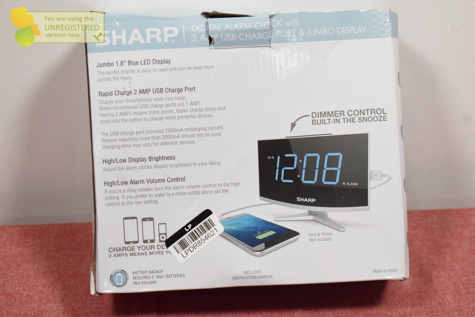 Sharp Jumbo LED Curved Display Alarm Clock Black With USB Port for sale ...