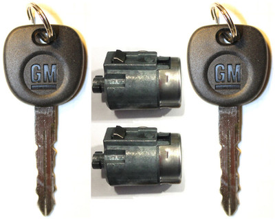 Pair GM OEM Door Key Lock Cylinders - W/ 2 GM Logo Matching Keys 702673 ...