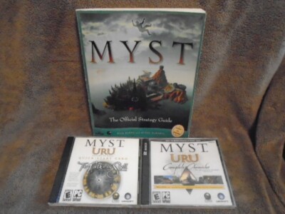 RARE OOP Myst Uru 2x PC computer VIDEO GAME + STRATEGY GUIDE Path Shell ...