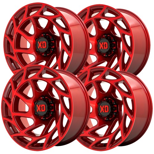 (Set-4) XD Series XD860 Onslaught 20x9 8x180 +0mm Candy Red Wheels Rims ...