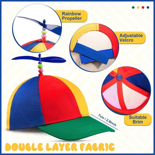 Propeller Top Cap Rainbow Detachable Hat Nerd Crazy Spinner Hat Silly ...