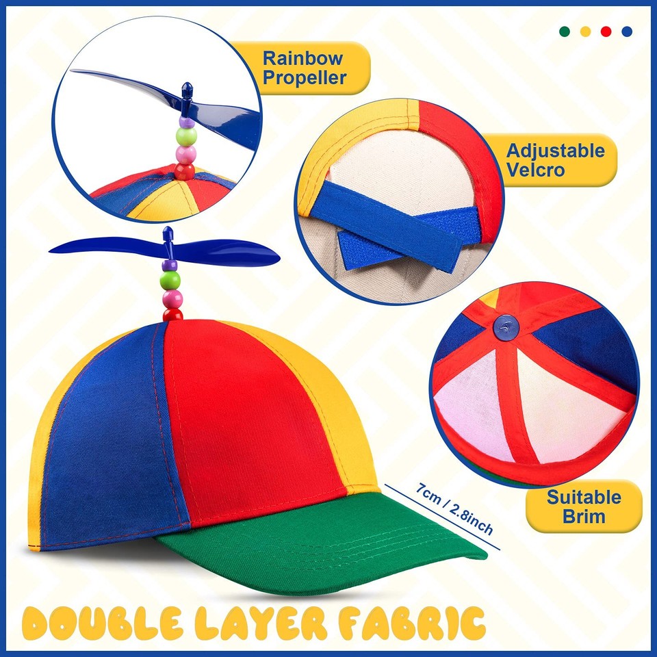 Propeller Top Cap Rainbow Detachable Hat Nerd Crazy Spinner Hat Silly ...