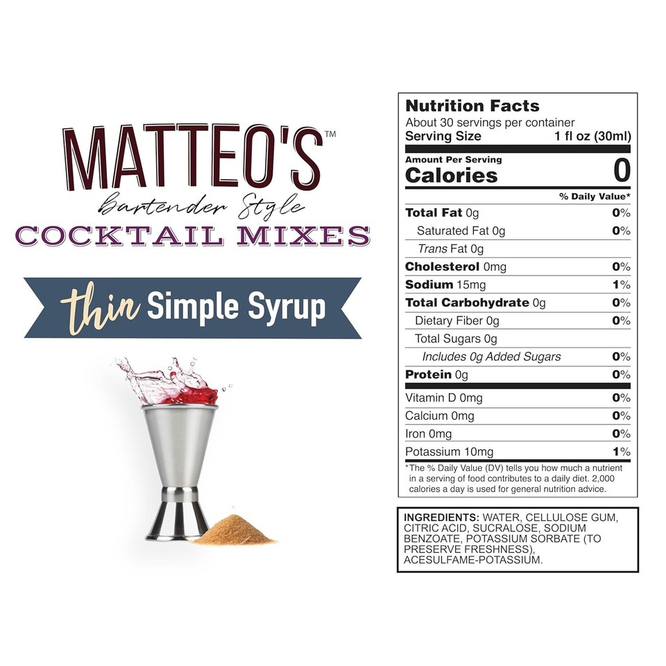 Sugar Free Mixes - Simple Syrup - Zero Sugar Bartender Inspired Syrups ...