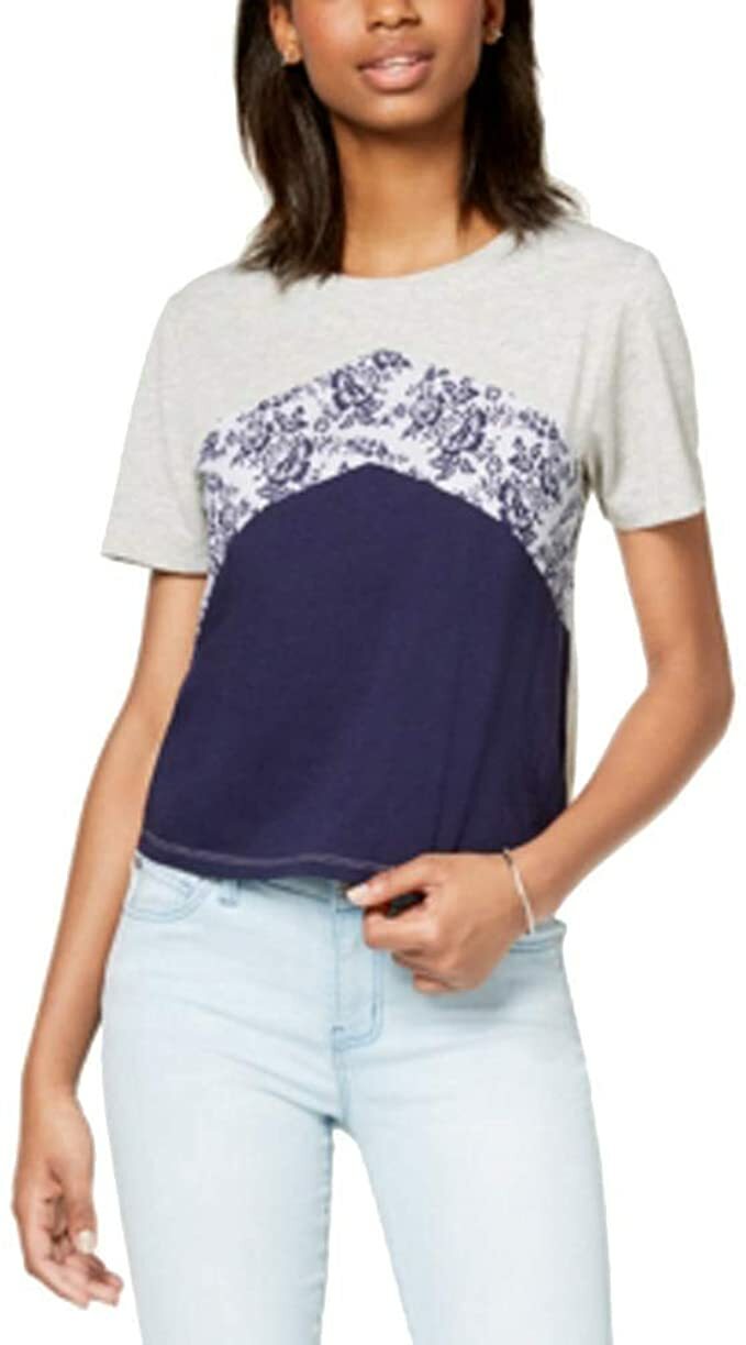 Ultra Flirt by Ikeddi Womens Blue/Gray Colorblock Chevron-Stripe T ...