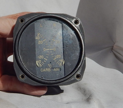 WW 2 Aircraft Dual Engine Carb Air Temperature Gauge Instrument ...