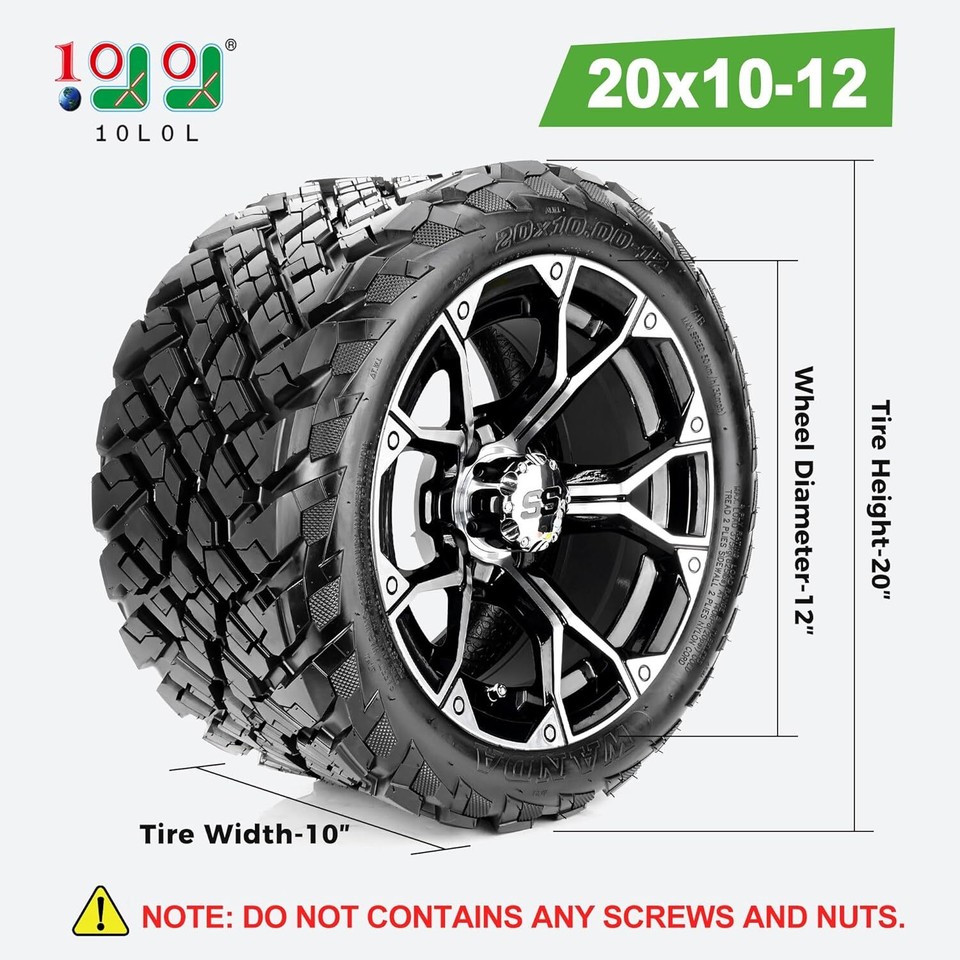 12" Golf Cart Wheels & All Terrain Tires Set for Yamaha EZGO Club Car ...