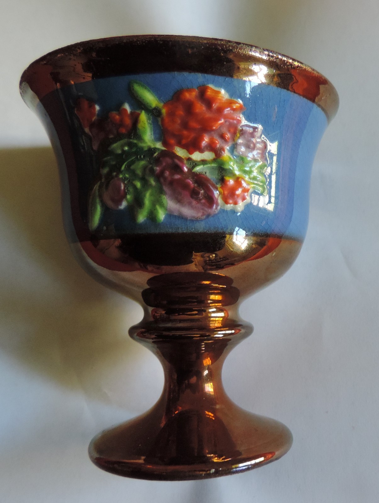 Antique 19th c, English Pottery Copper Luster Goblet Wine Glass ...