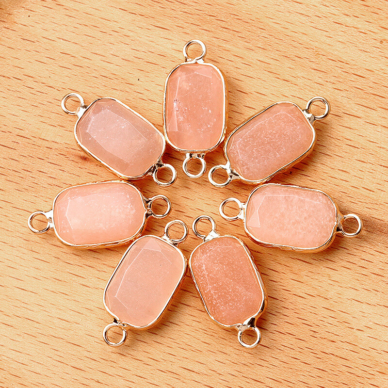 10pcs Natural Pink Aventurine Stone Rectangle Pendants Connector ...
