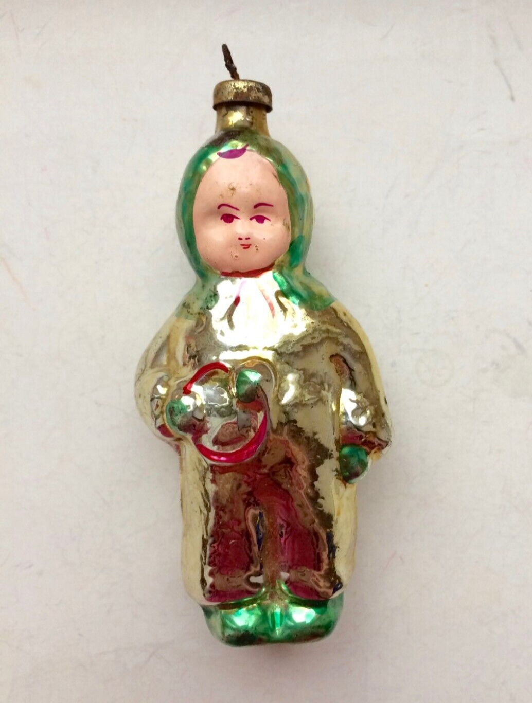 Child with Rattle, Vintage Russian Christmas Glass ornament / Feather ...