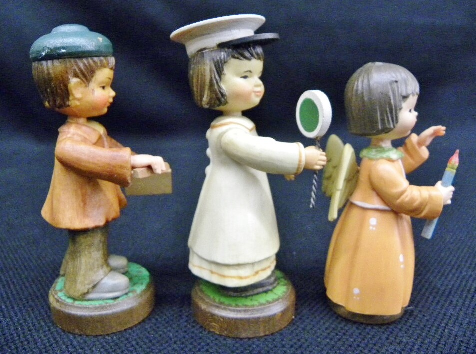 Lot of 7 Vintage ANRI Genuine Wood Carving 4" Figurines Blue Label ...