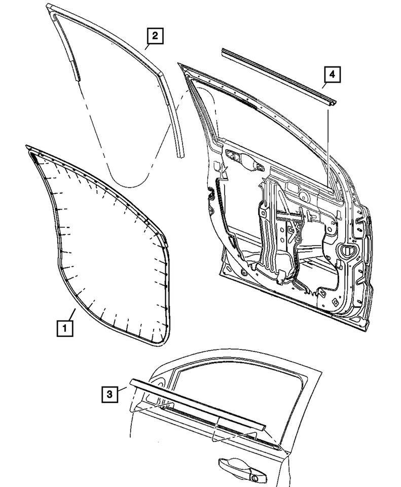 Genuine Mopar Front Door Mounted Weatherstrip Left 5067767AD | eBay