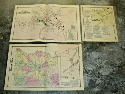 3 VINTAGE 1871 ROCHESTER, NH., MAPS, ALL THREE MAPS @ ONE PRICE. NOT ...