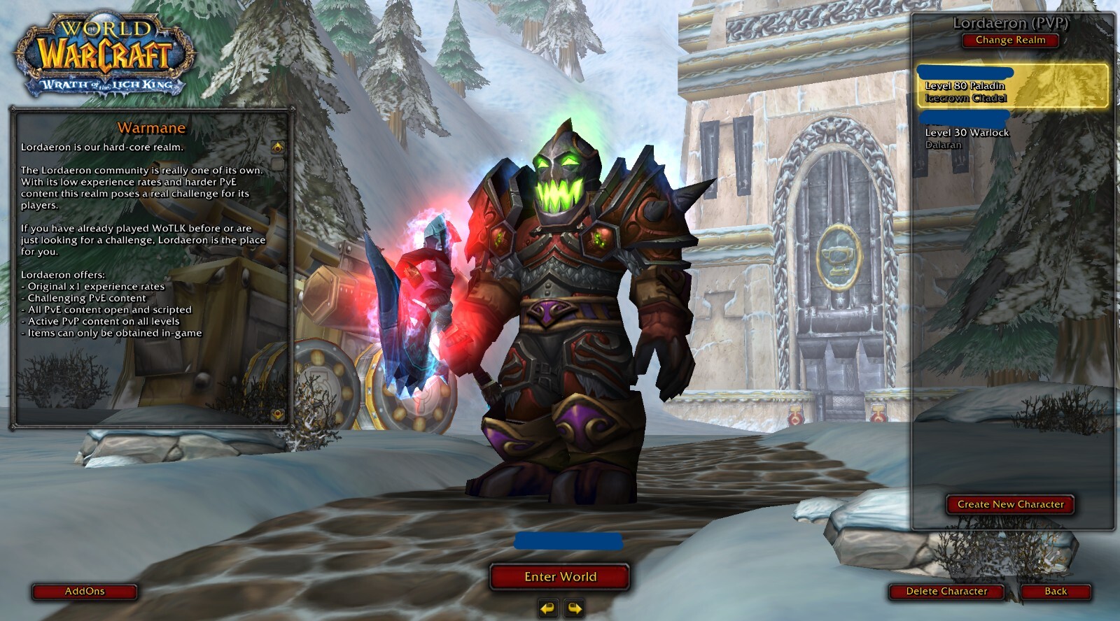 Shadowmourne Paladin -- Lordaeron Realm -- Warmane 3.3.5 WoTLK Account | eBay