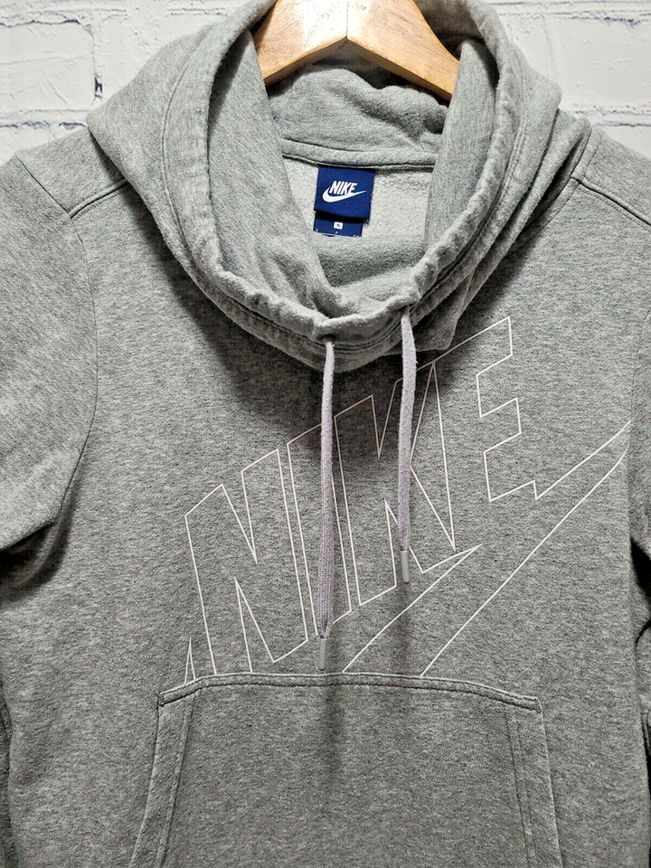 Nike Rally Funnel Hoodie Women's Size Small Gray Logo Chest Spell Out ...