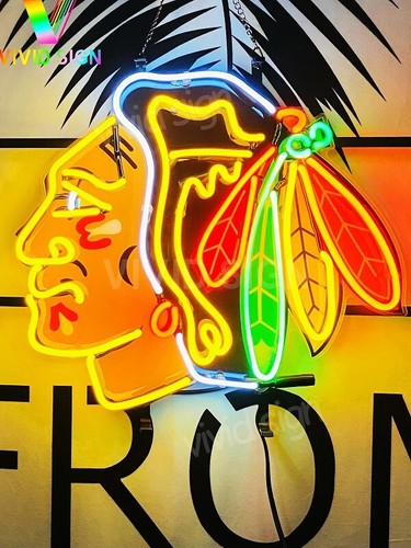 New Chicago Blackhawks Lamp Neon Light Sign 20"x16" HD Vivid Printing ...
