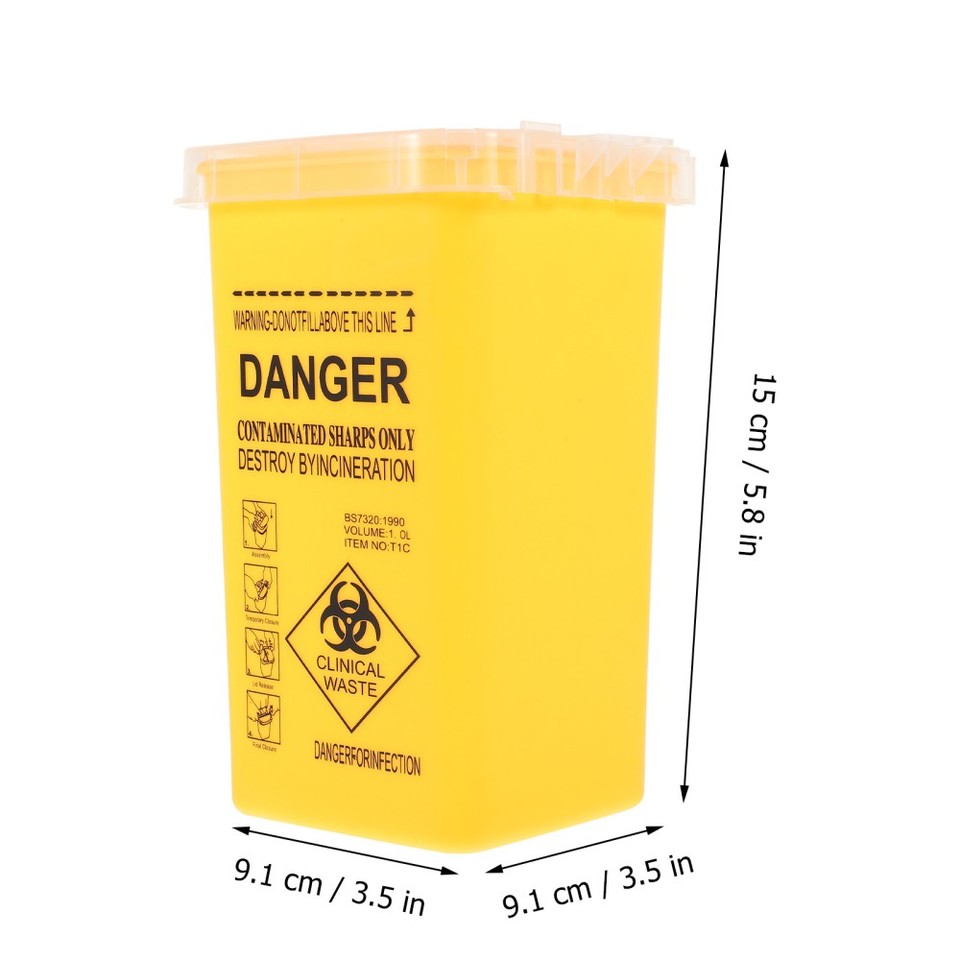 Syringe Disposal Box Small Sharps Container Plastic With Lid 0.26 ...