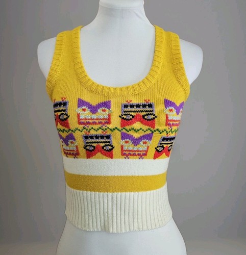 Kimlon RBK Importers Vtg 70s Yellow Owl Sweater Vest Wmns Sz M See ...