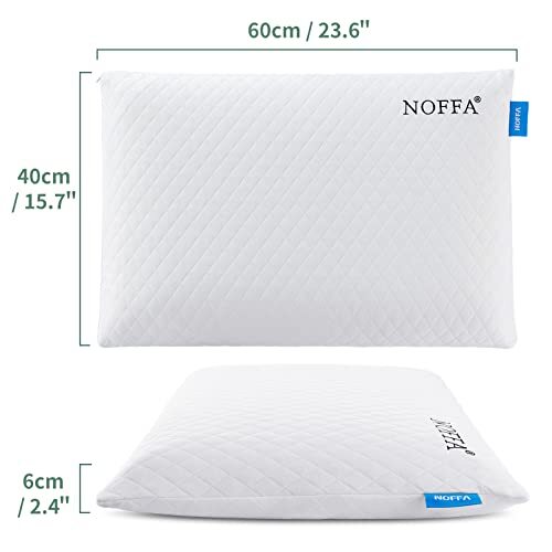 NOFFA Thin Pillow for Adults 2.4” Slim Memory Foam Pillow Flat for ...