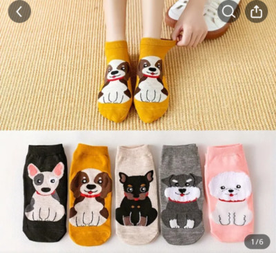 Womens Cartoon Dog Cotton Socks X5 Pairs New | eBay UK