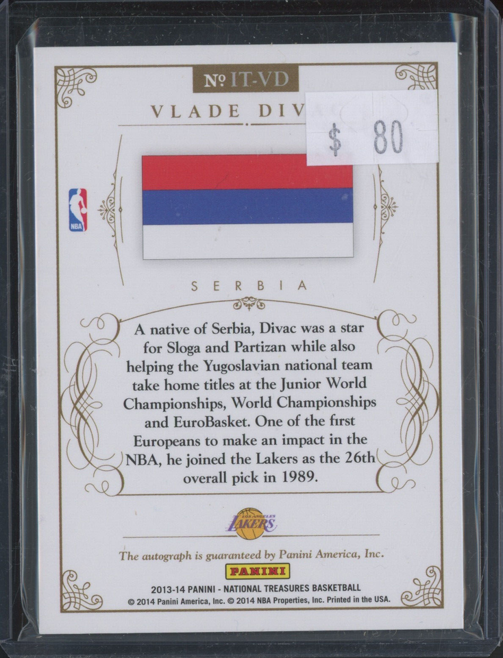 2013 National Treasures International Vlade Divac 45/60 Auto Autograph ...