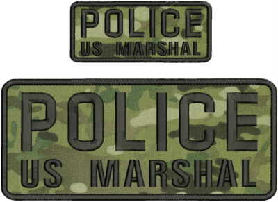 POLICE US MARSHAL EMBROIDERY PATCH 4X10 AND 2X5 HOOK ON BACK MULT/BLK | eBay