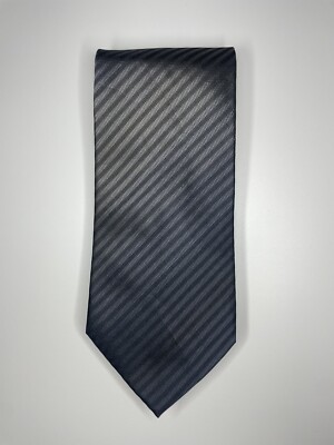 Kenneth Cole Tie / All Gray & Blue Striped / 100% Silk / L-58in & W-3 ...