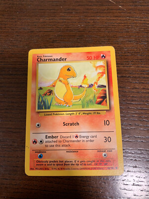 VERY RARE Charmander Pokemon Card Great Condition 1995 50 hp | eBay