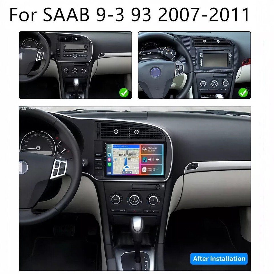 For 2007-2011 Saab 9-3 93 9" Android 13 Carplay Car Stereo Radio GPS ...