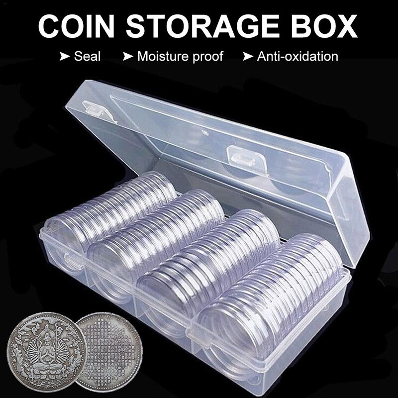 Transparent Plastic Coin Holder Coin Collecting Box Case For Coins ...