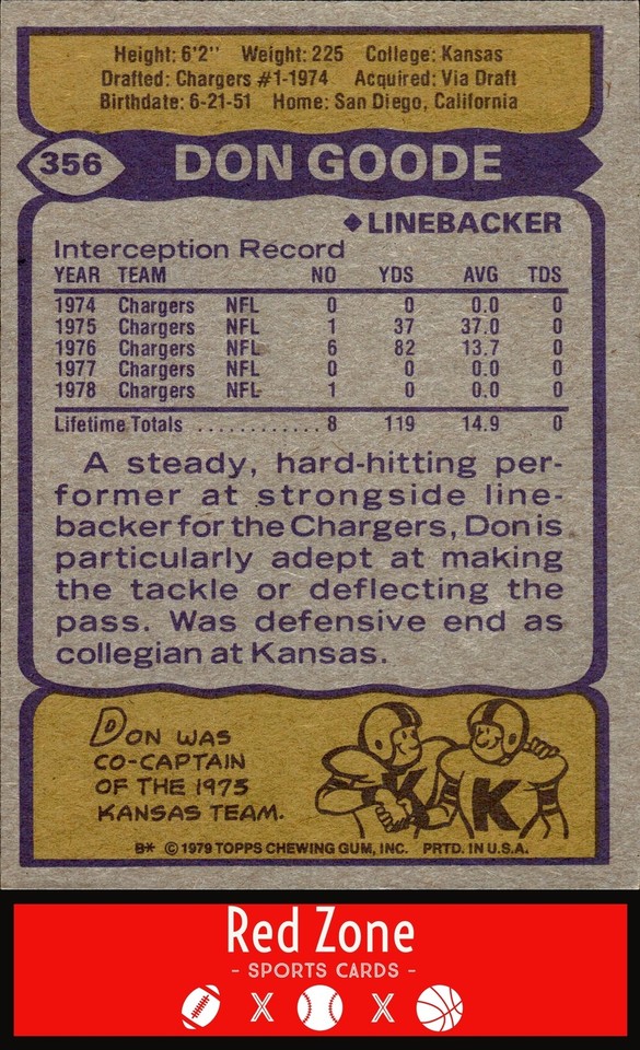 1979 Topps - #356 Don Goode EX Set Break!. | eBay