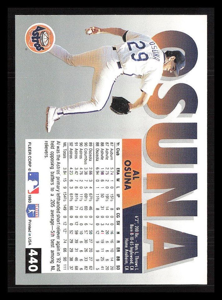 Al Osuna 1993 Fleer #440 Houston Astros | eBay
