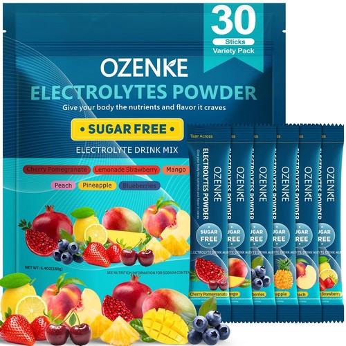 Electrolytes Powder Packets, 30 Sticks Sugar Free Hydration Packets ...