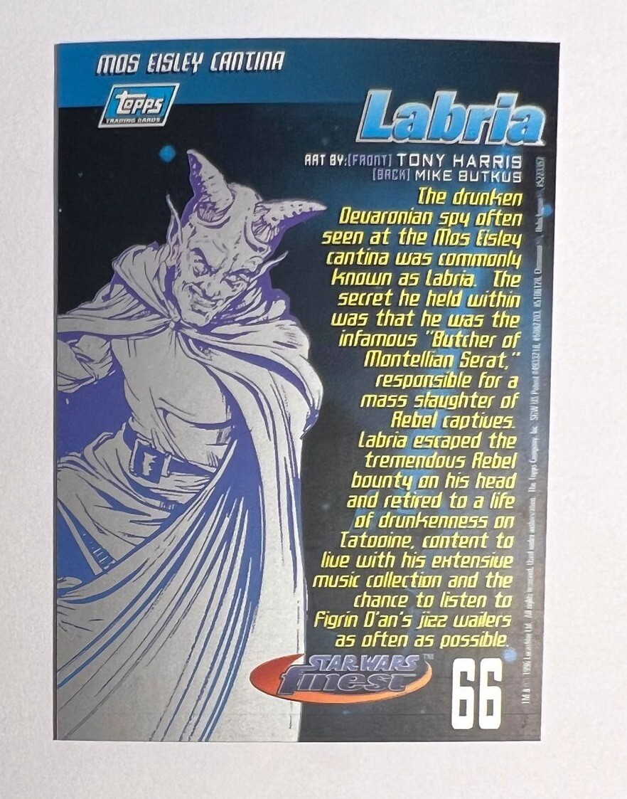 1996 Topps Star Wars Finest #66 Labria Chromium Trading Card NM | eBay
