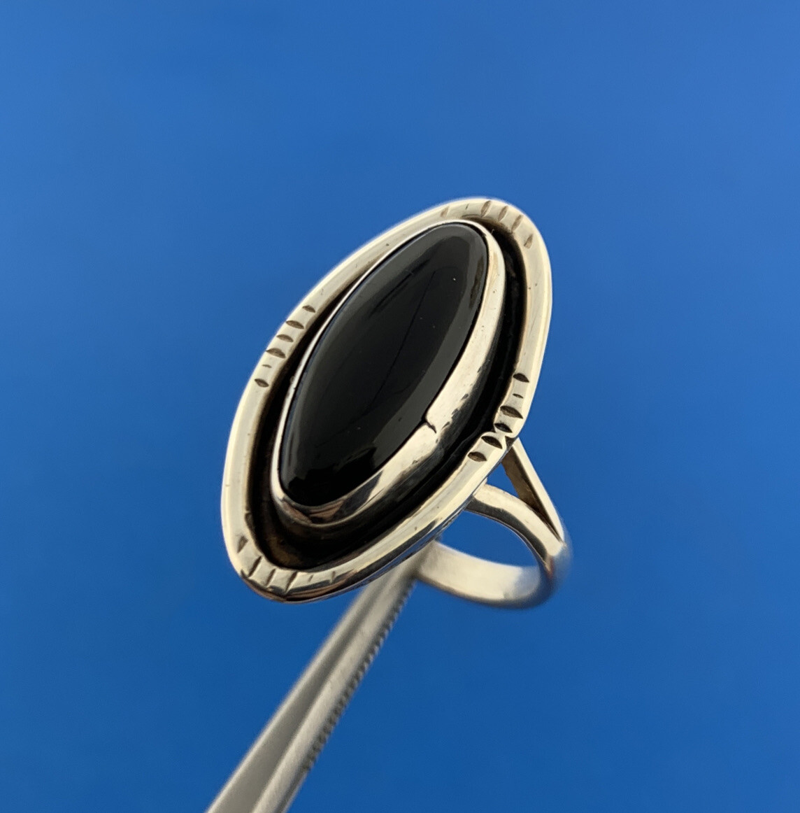 Designer ALEX Sterling Silver 925 Cabochon Black Onyx Finger Ring Size ...