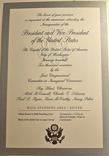 Official 2017 President Donald Trump Inauguration Silver Ticket Brand ...