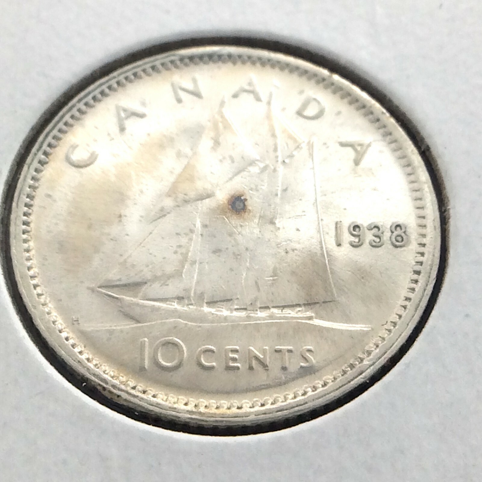1938 Canada Ten 10 Cent Silver Dime Canadian George VI Whizzed Coin ...