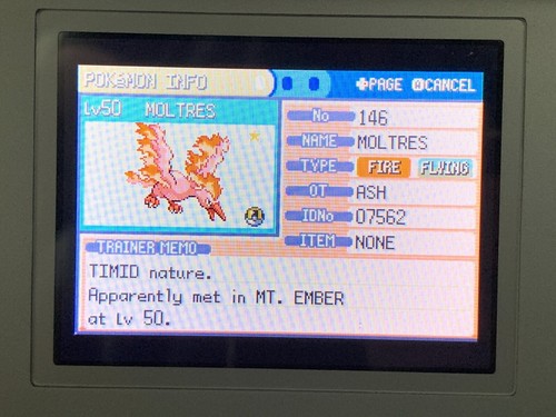 Shiny Moltres (Mount Ember Event) Pokemon Fire Red/Leaf Green GBA ...