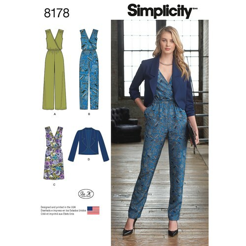 Simplicity 8178 Dress or Jumpsuit w Crossover Bodice & Jacket Sz 6-14 UNCUT | eBay
