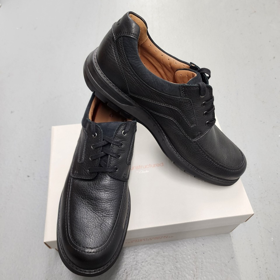 Clarks Unstructured Un Ramble Lace-Up Men's US 15M Black Leather ...
