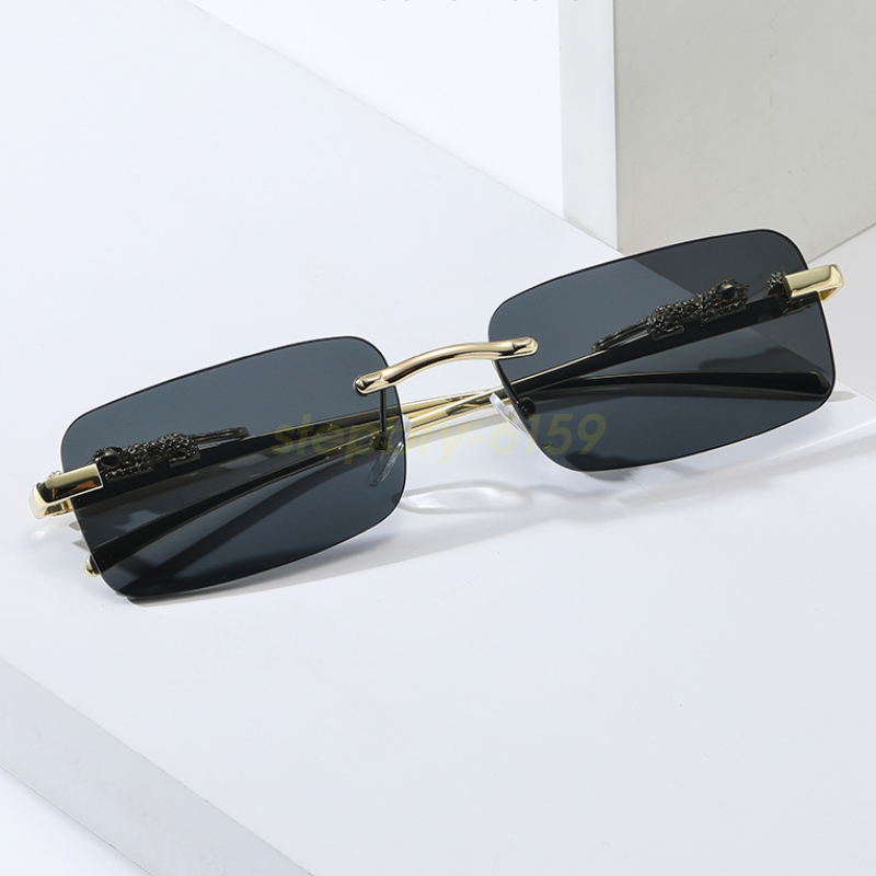 NEW Men's Square Hip Hop Sunglasses Women Gold Rimless Tinted Lens ...