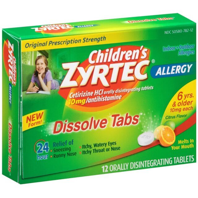 Children's Zyrtec Allergy Dissolve Tabs - 12 Tablets - Exp. 03/2025 ...
