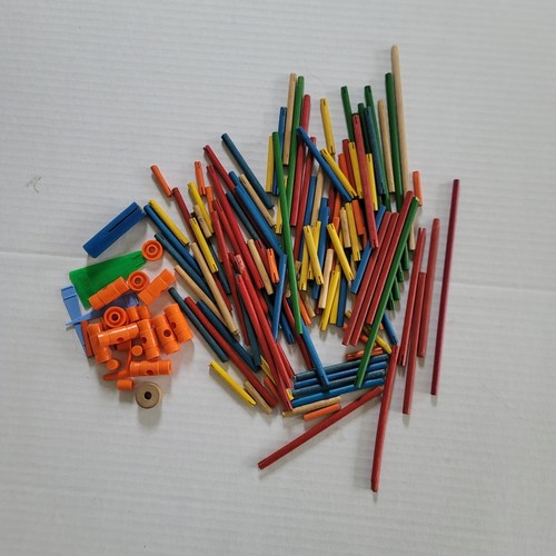 Vintage Wooden Tinker Toys 45+ Pieces Toy Construction Set Rods and ...