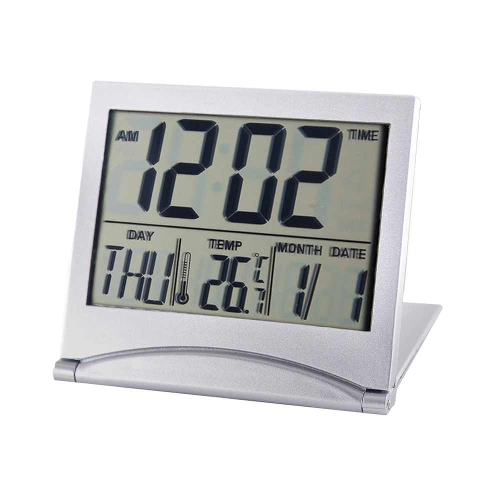 Digital Travel Alarm Clock Foldable Temperature LCD Clock Compact Desk ...