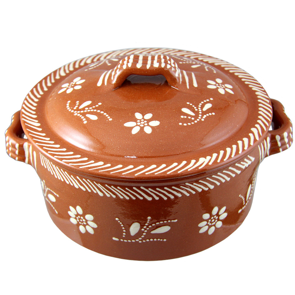 Traditional Portuguese Hand Painted Clay Terracotta Cazuela Cooking Pot ...