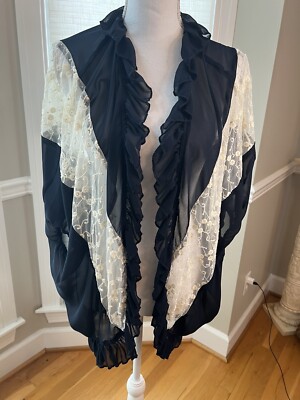 Ciel Soft Chiffon Laced Shrug. Light Blue With Ivory Lace Size Medium ...